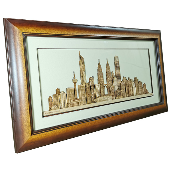 Unique VIP Gift 2D Wood Veneer Frame | WLS40-KL0014 Malaysia Skyline ...