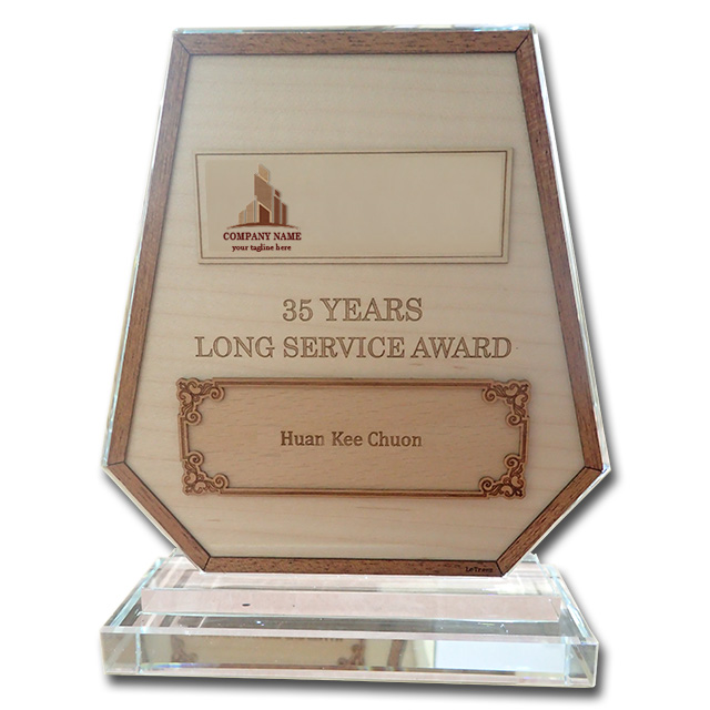 Unique Trophy Plaque Award 2D Wood Veneer Combination | WC6234 Crystal ...