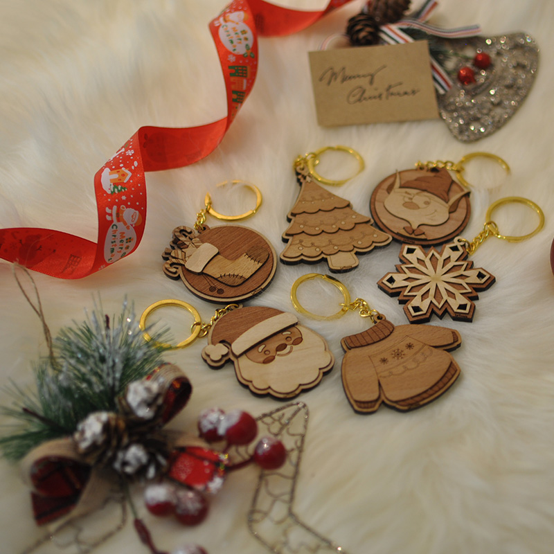 Christmas Gift Wood Veneer Keychain | KYC800 Christmas Tree - Wood ...